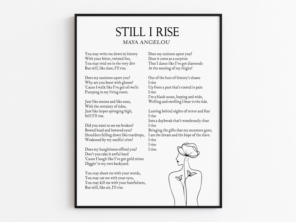 Still I Rise Poem by Maya Angelou Printable, Boss Leader Print, Digital ...
