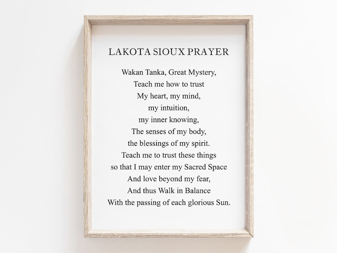 Lakota Sioux Prayer - Teach Me How to Trust Printable, Digital Download ...