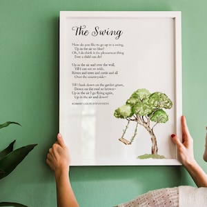 The Swing Poem by Robert Louis Stevenson Printable, Childhood Tree ...
