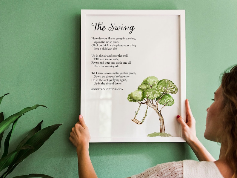 The Swing Poem by Robert Louis Stevenson Printable, Childhood Tree ...