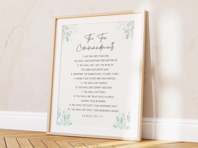The Ten Commandments Exodus 20:1-17 Bible Verse Printable, Digital Download, Baptism Wall Art ...