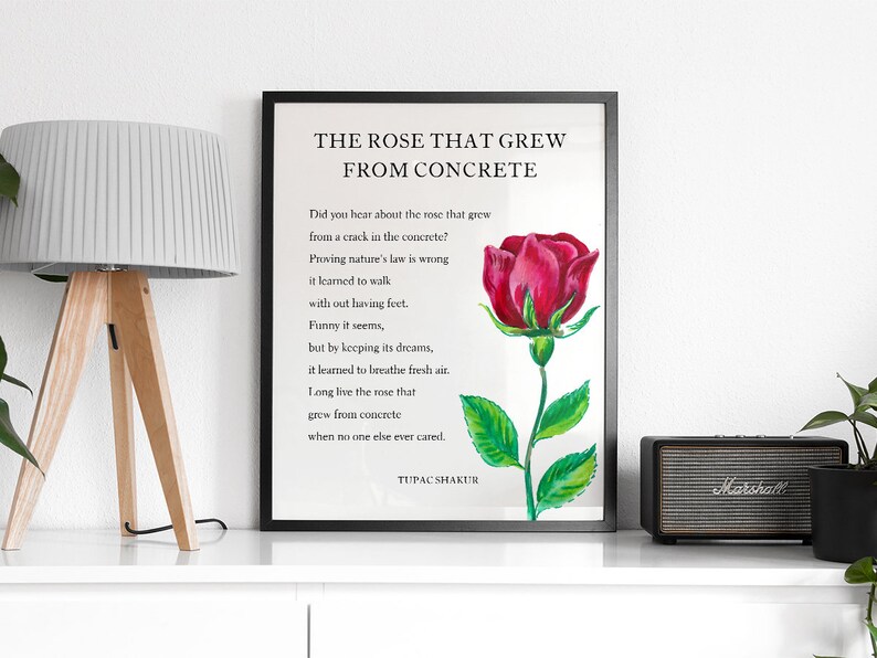 The Rose That Grew From Concrete Lyrics By Tupac Shakur Printable Music Love Wall Art Digital