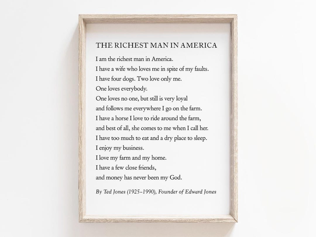 The Richest Man in America Quote - Edward Ted Jones Printable, Digital ...