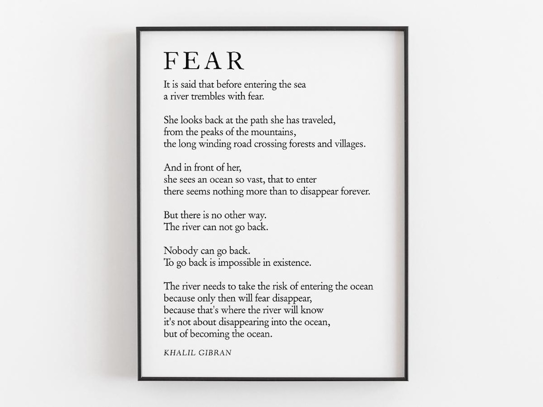 Fear Poem by Kahlil Gibran Printable, Literary Poetry for Dad Wall Art ...