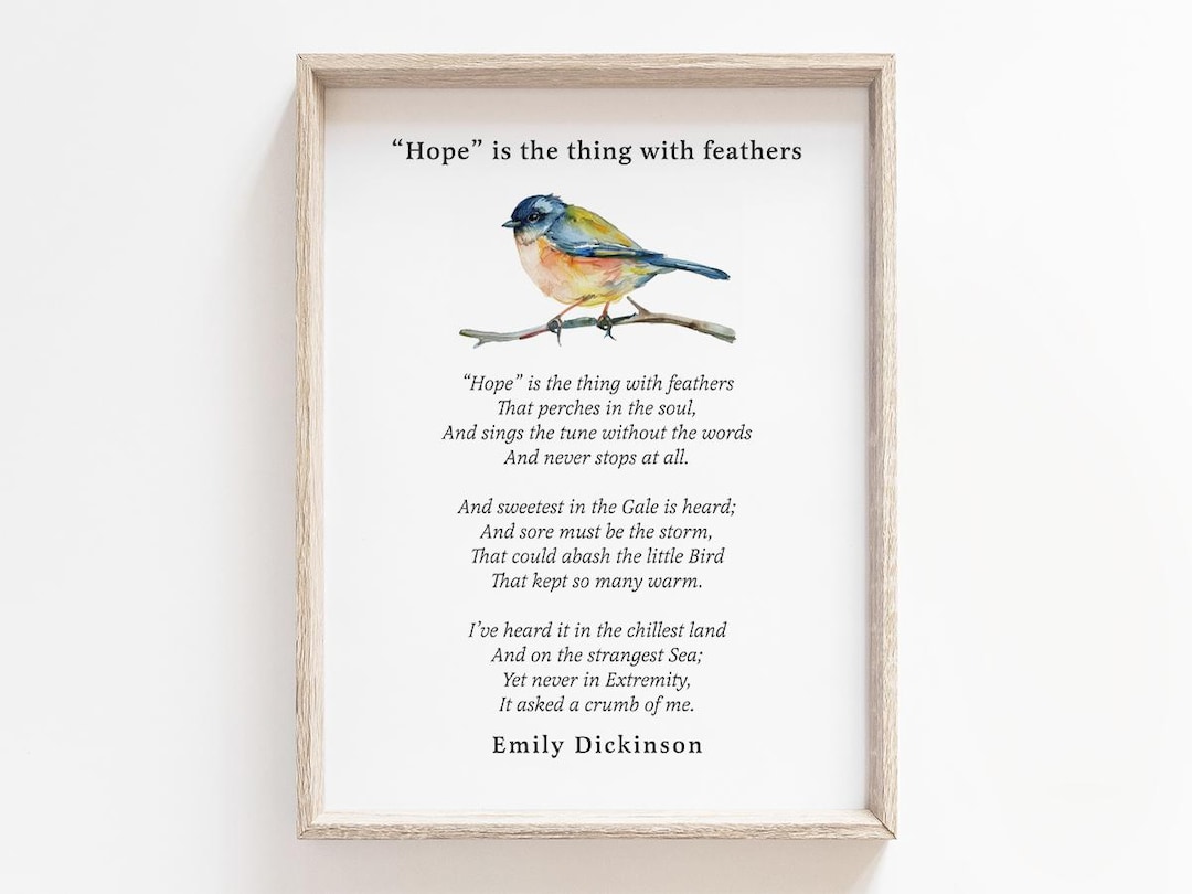 Hope is the Thing With Feathers Poem by Emily Dickinson Printable ...