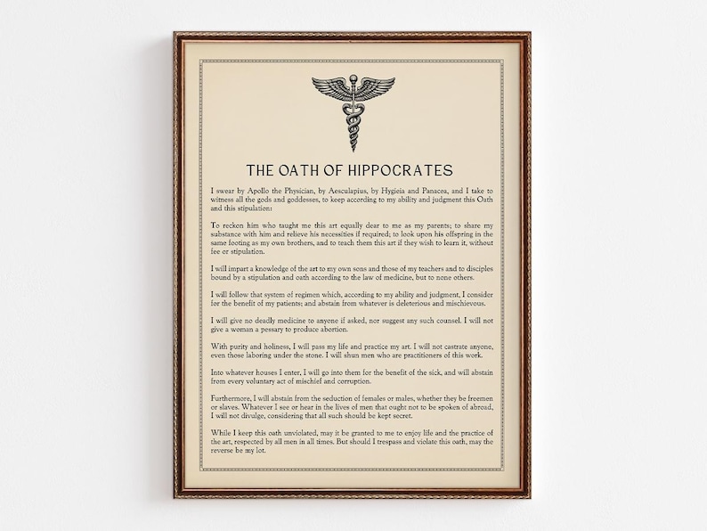 The Oath of Hippocrates Printable, Digital Download, Doctor Medical ...