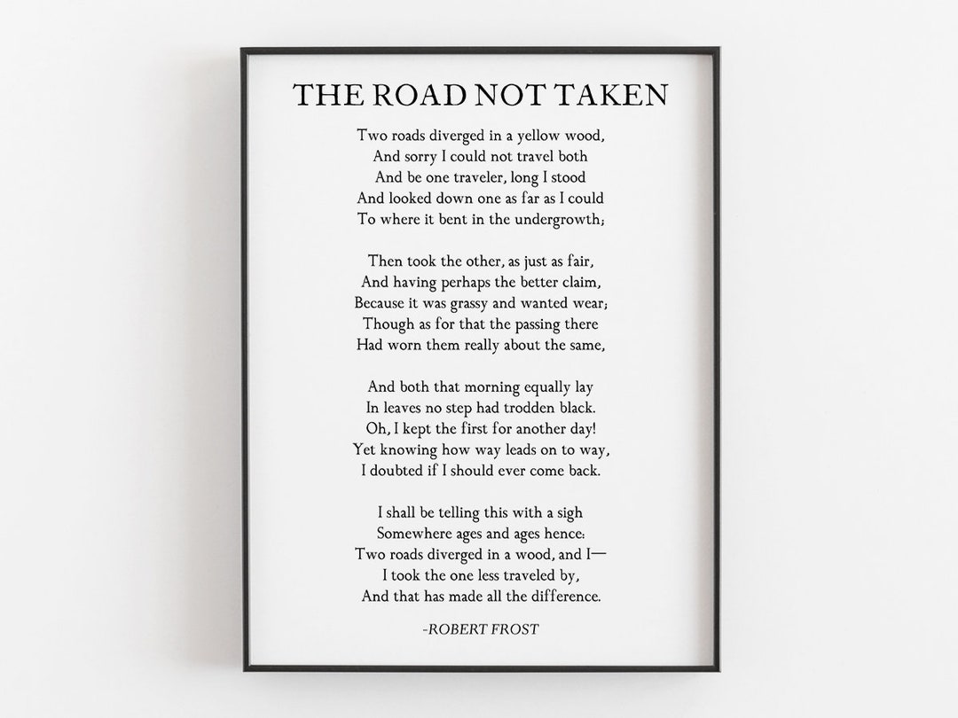 The Road Not Taken by Robert Frost Printable, Great American Poem Print ...