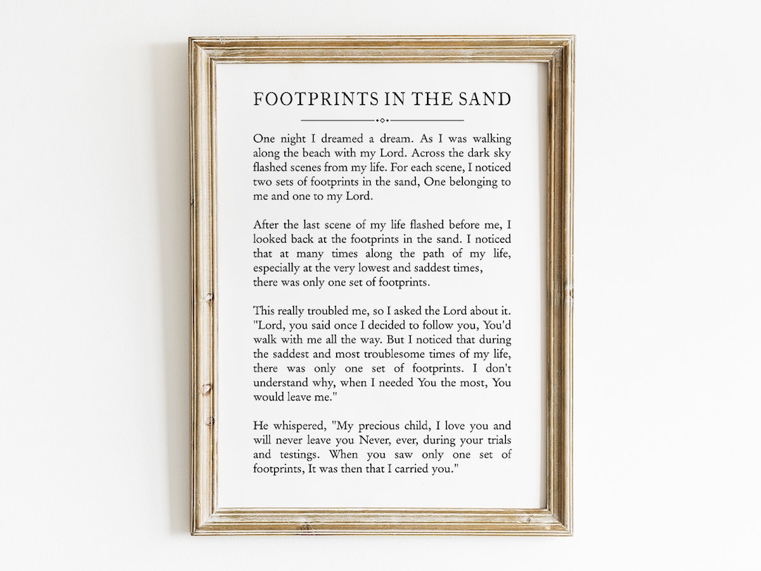 Footprints in the Sand Poem Printable, Typography Literature Print ...