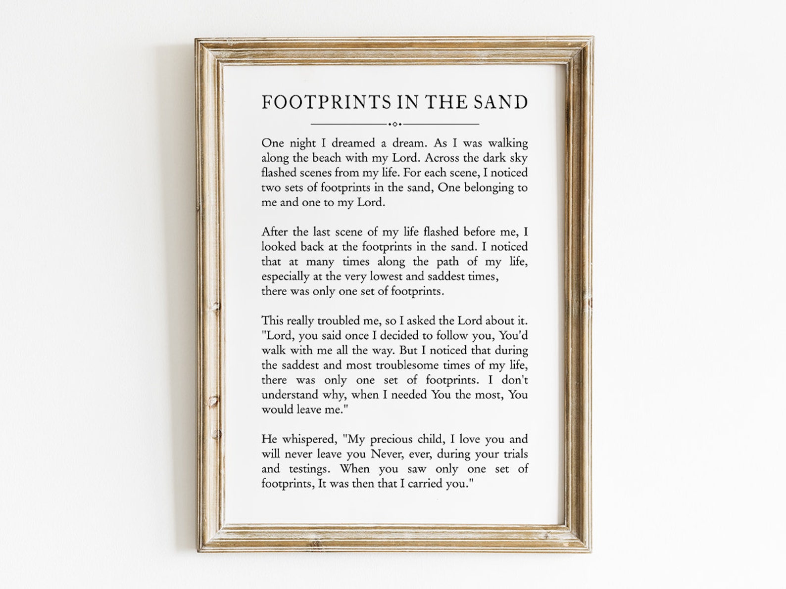 Footprints in the Sand Poem Printable, Typography Literature Print ...
