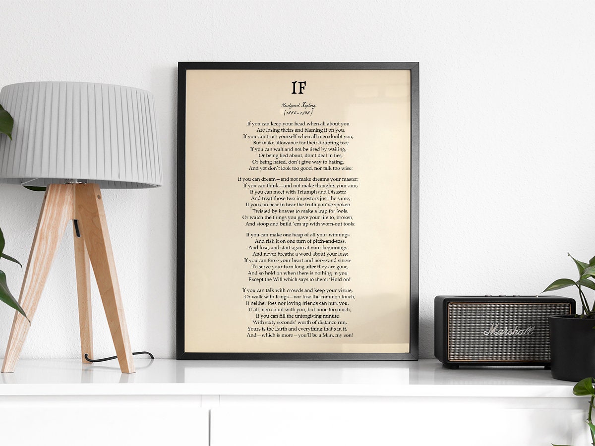 If Poem by Rudyard Kipling Printable, Vintage Inspire Student Wall Art ...
