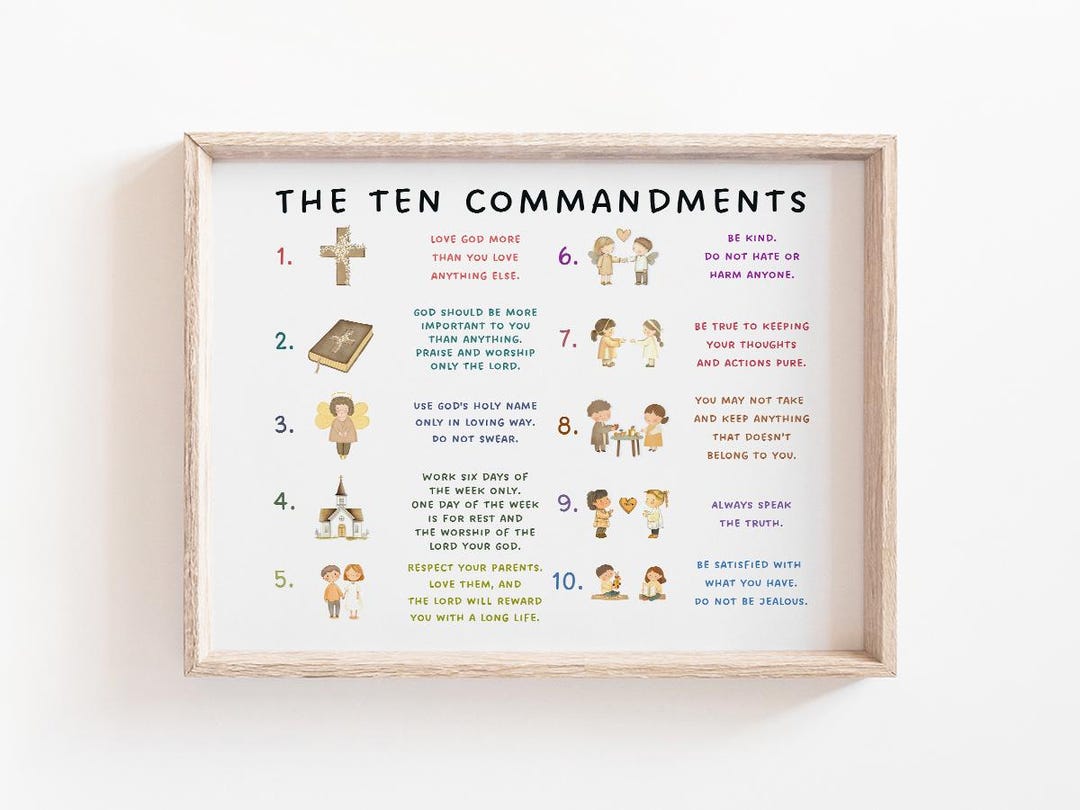 The Ten Commandments Kids Exodus 20:1-17 Bible Verse Printable, Digital ...