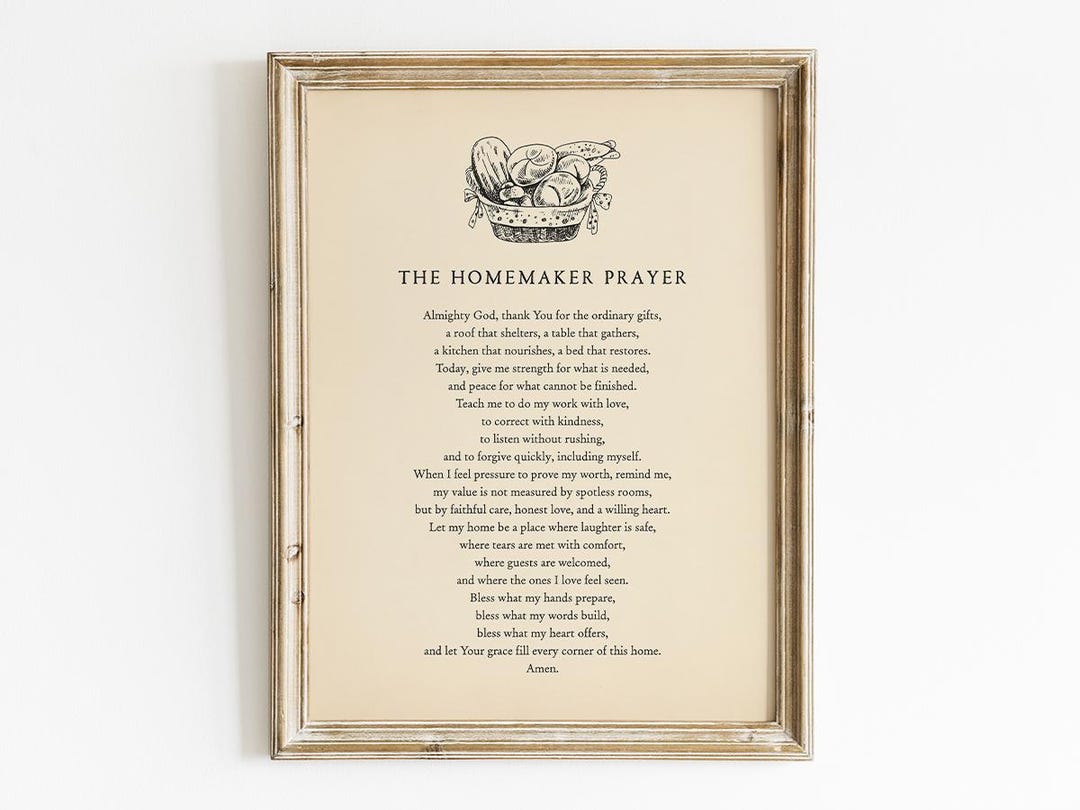 Homemaker Prayer Printable, Digital Download, Daily Gratitude Home ...