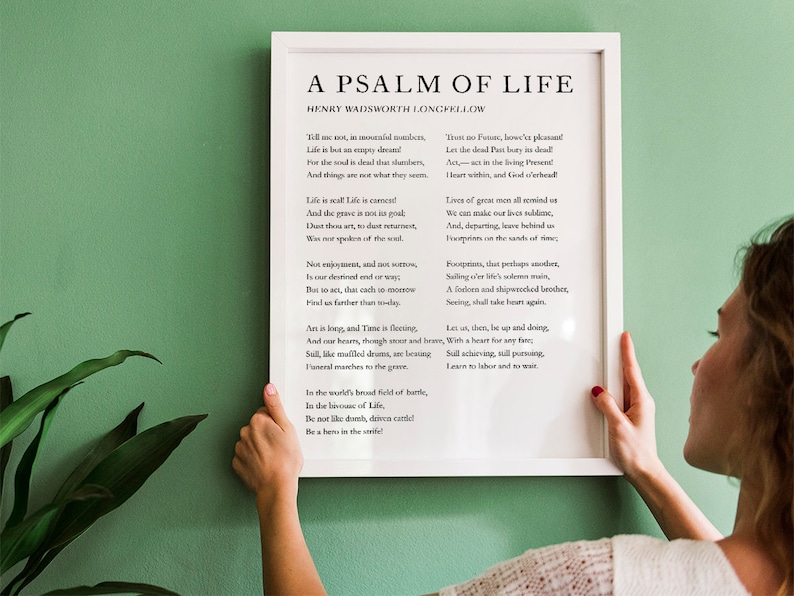 A Psalm of Life Poem Henry Wadsworth Longfellow Printable, Digital ...