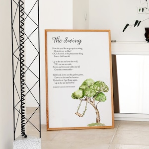 The Swing Poem by Robert Louis Stevenson Printable, Childhood Tree ...