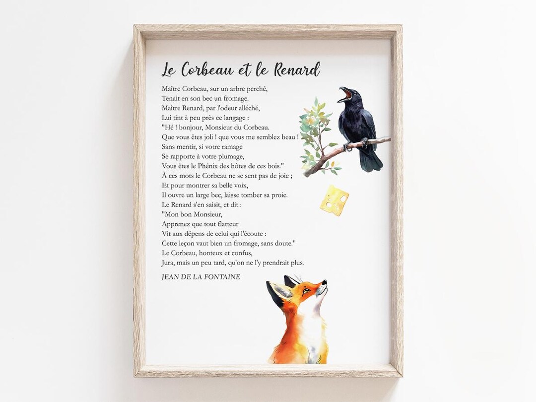 Le Corbeau Et Le Renard De Jean De La Fontaine, Littérature Art Mural ...