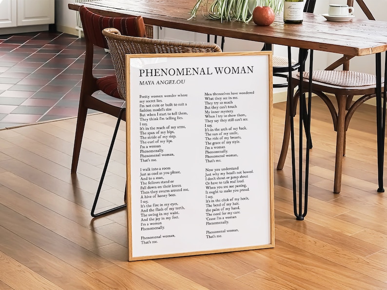 Phenomenal Woman Poem by Maya Angelou Printable, Female Empowerment ...