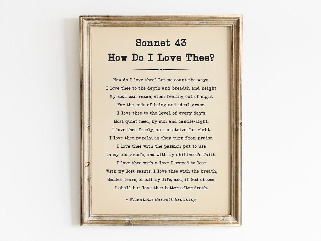 Sonnet 43 How Do I Love Thee Poem Elizabeth Barrett Browning Printable ...
