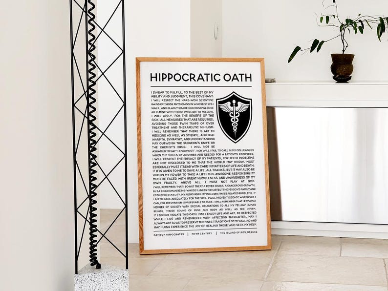 The Hippocratic Oath Printable, Digital Download, Doctor Clinic Medical ...