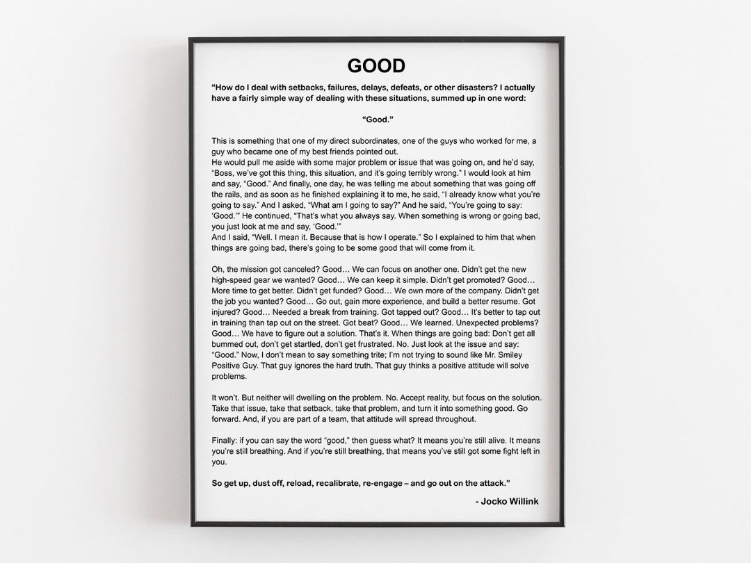 Good Word Quote Inspired - Jocko Printable, Digital Download, Success ...