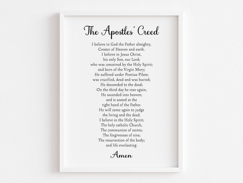 The Apostles Creed Prayer Printable, Catholic Print, Digital Download ...