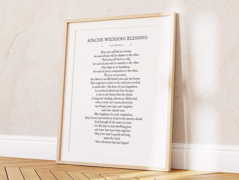 Apache Wedding Blessing Now You Will Feel No Storm Printable, Digital ...
