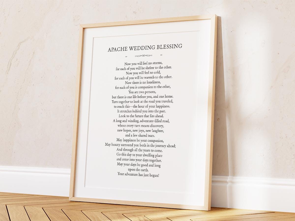 Apache Wedding Blessing Now You Will Feel No Storm Printable, Digital ...