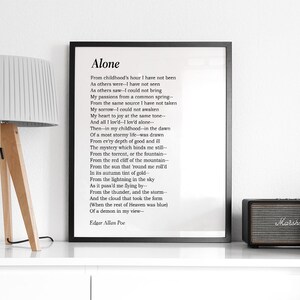 Alone Poem by Edgar Allan Poe Printable, Solitude Print Digital ...