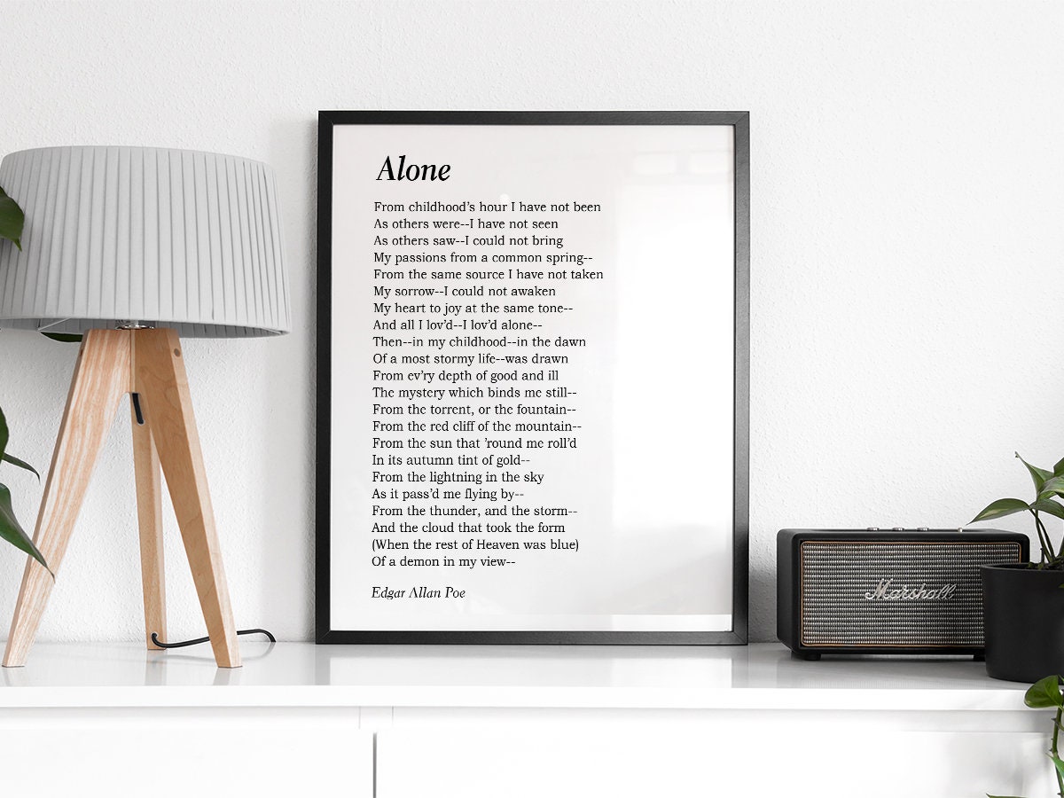 Alone Poem by Edgar Allan Poe Printable, Solitude Print Digital ...