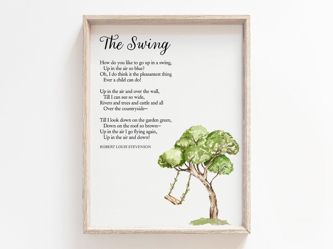 The Swing Poem by Robert Louis Stevenson Printable, Childhood Tree ...