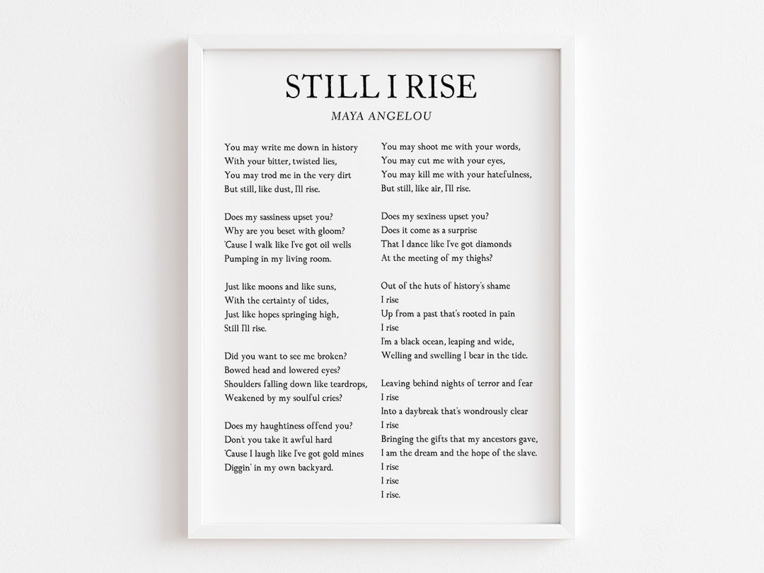 Still I Rise Poem by Maya Angelou Printable, Boss Leader Print, Digital ...