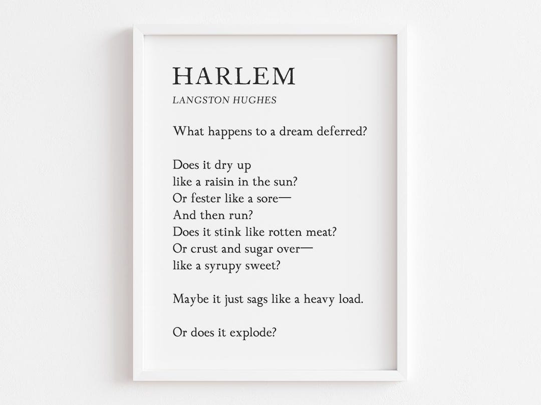 Harlem Poem - Langston Hughes Printable, Black History, Digital ...