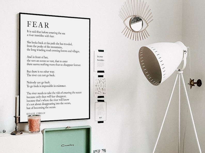 Fear Poem by Kahlil Gibran Printable, Literary Poetry for Dad Wall Art ...