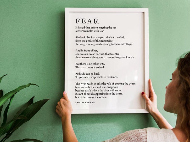 Fear Poem by Kahlil Gibran Printable, Literary Poetry for Dad Wall Art ...