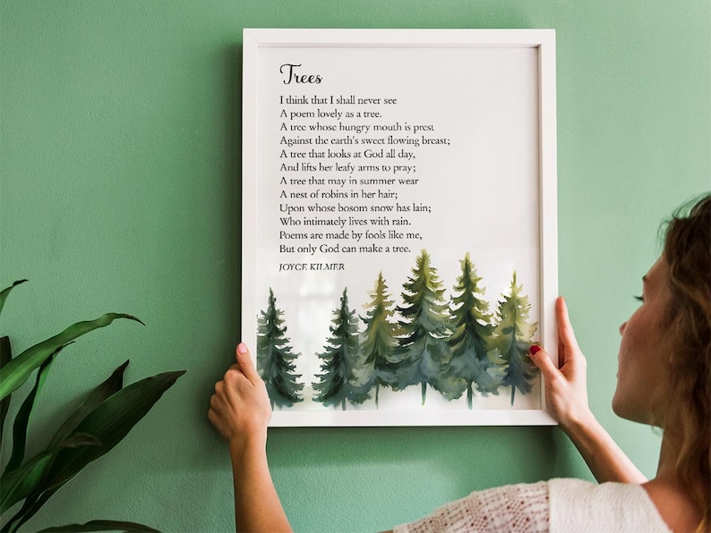 Trees Poem by Joyce Kilmer Printable, Nature Forest Wall Art, Digital ...