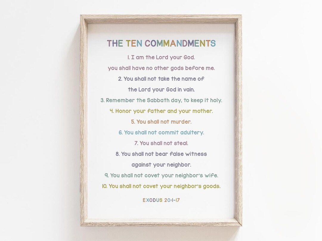 The Ten Commandments Exodus 20:1-17 Bible Verse Printable, Digital ...