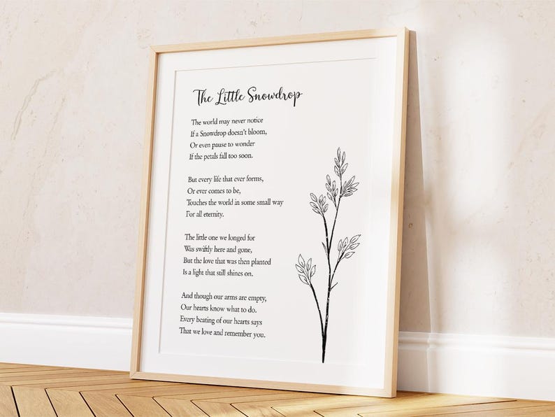 The Little Snowdrop Poem Printable, Miscarriage Art, Digital Download ...