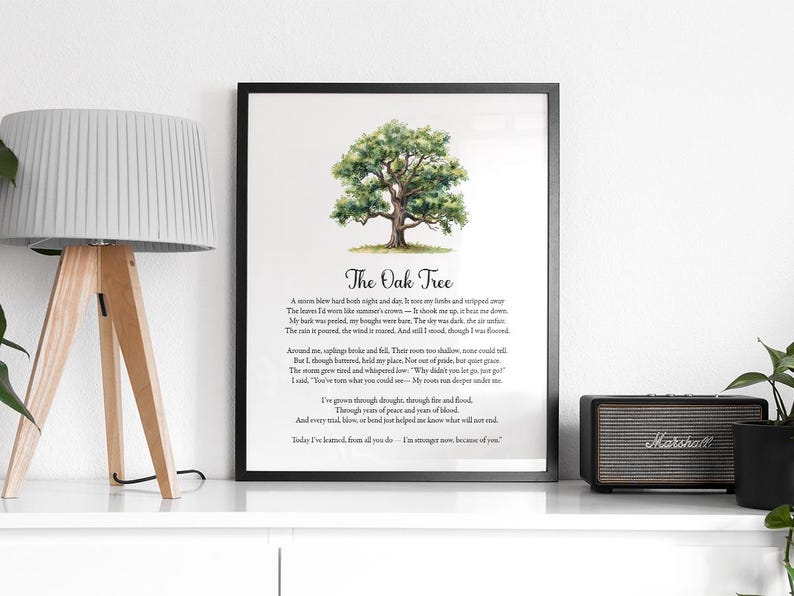 The Oak Tree Poem Printable, Life of a Tree Poetry Wall Art, Digital ...