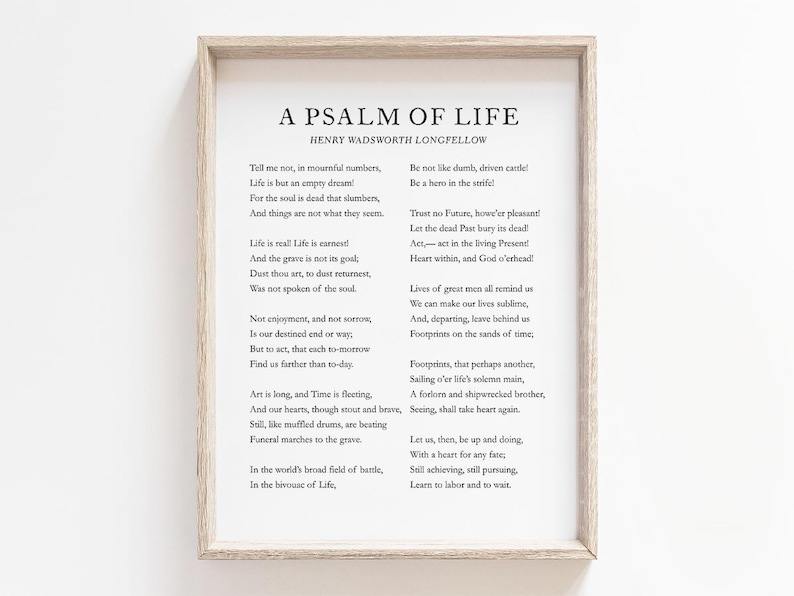 A Psalm of Life Poem - Henry Wadsworth Longfellow Printable, Digital ...