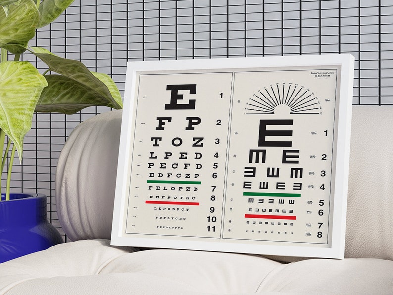 Eye Chart Poster Printable, Digital Download, Optometrist Gift, Vintage ...