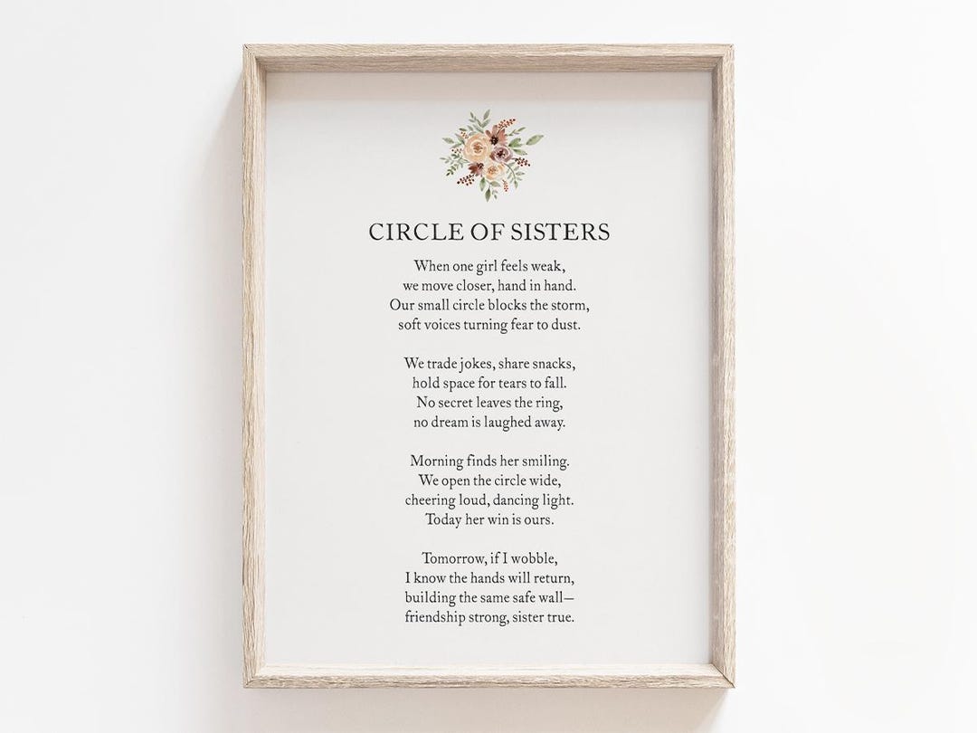 Circle of Sisters Poem Printable, Girl Empowerment Quote, Digital ...