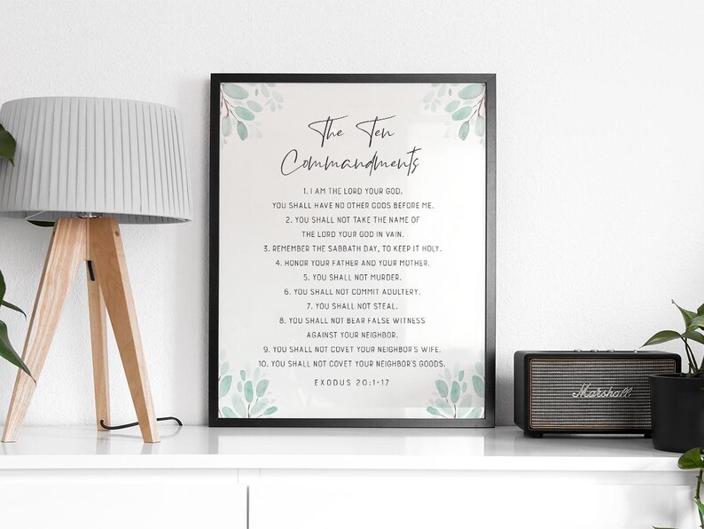 The Ten Commandments Exodus 20:1-17 Bible Verse Printable, Digital ...