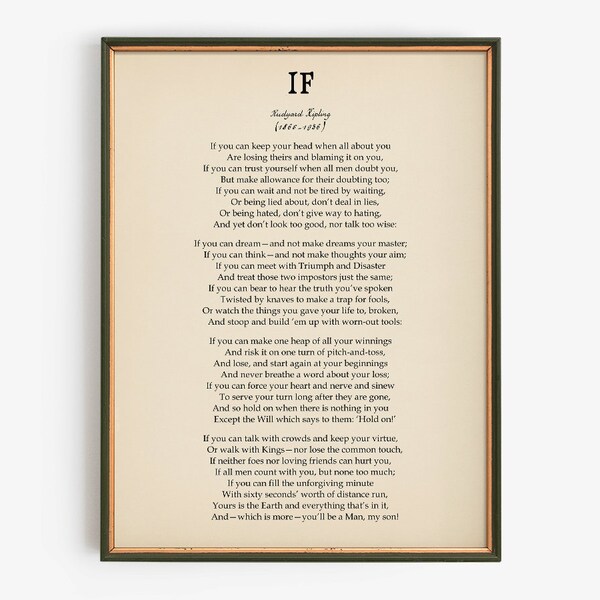 Kipling If Poster - Etsy