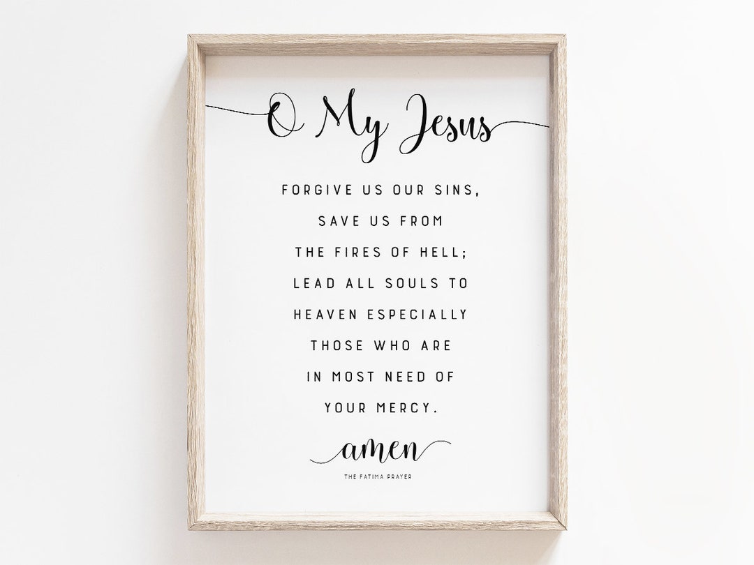 The Fatima Prayer Printable, O My Jesus Prayer, Digital Download, Holy ...