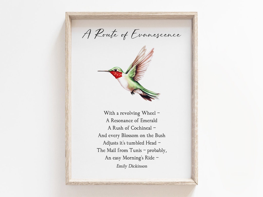 Hummingbird A Route of Evanescence Poem - Emily Dickinson Printable ...
