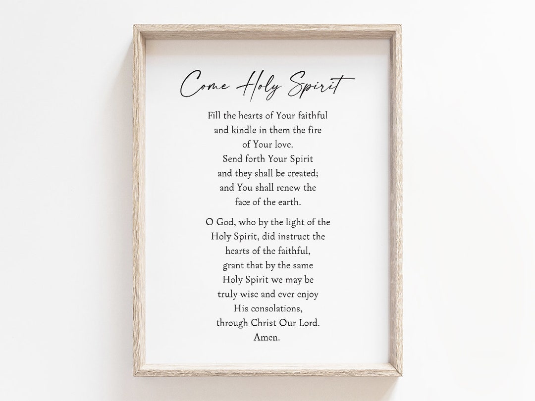 Come Holy Spirit Prayer Printable, Bible Verse Scripture Print, Digital ...