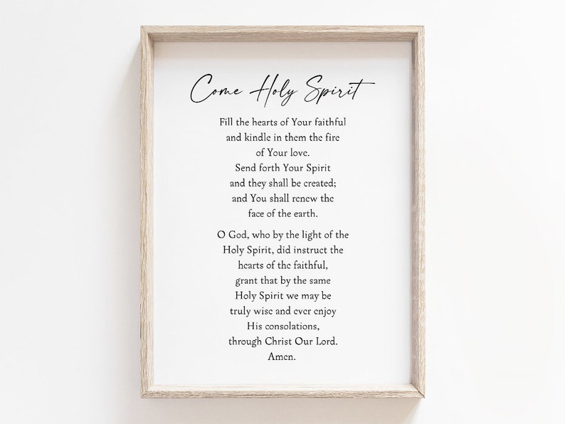 Come Holy Spirit Prayer Printable, Bible Verse Scripture Print, Digital ...