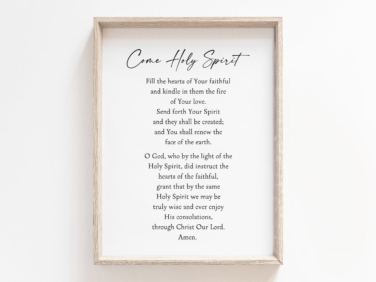 Come Holy Spirit Prayer Printable, Bible Verse Scripture Print, Digital ...