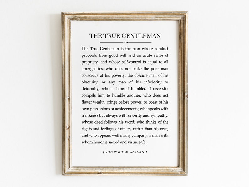 The True Gentleman Printable, John Walter Wayland Quote, Digital ...