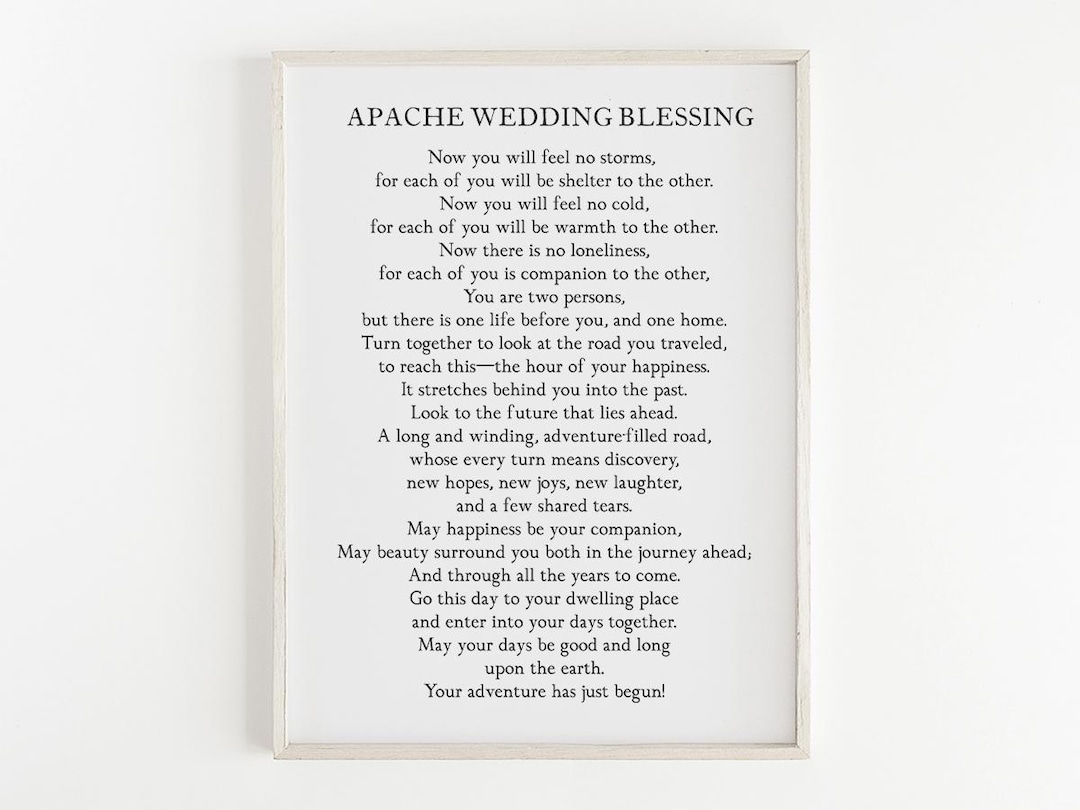 Apache Wedding Blessing Now You Will Feel No Storm Printable, Digital ...