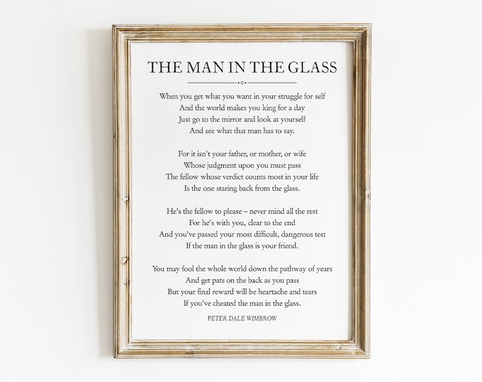 The Man in the Glass Poem by Peter Dale Wimbrow 8x10 Instant Printable ...